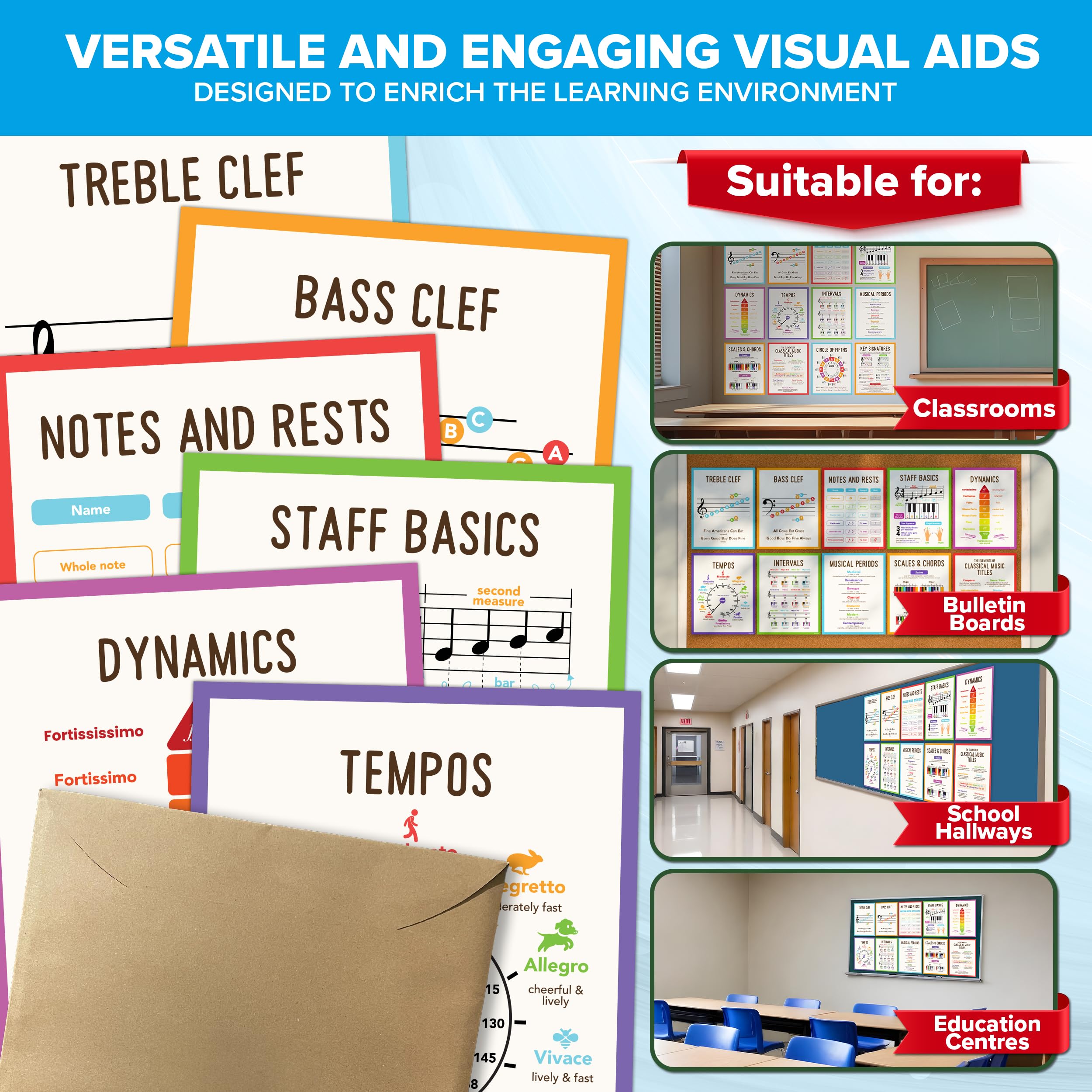 Mua Decorably 15 Music Theory Posters for Classroom - 11x14in Music ...