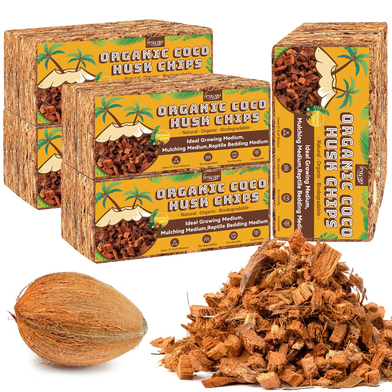 Legigo 10 Pack Coco Husk Chips- 11 LB 100% Organic Coconut Coir Chips ...
