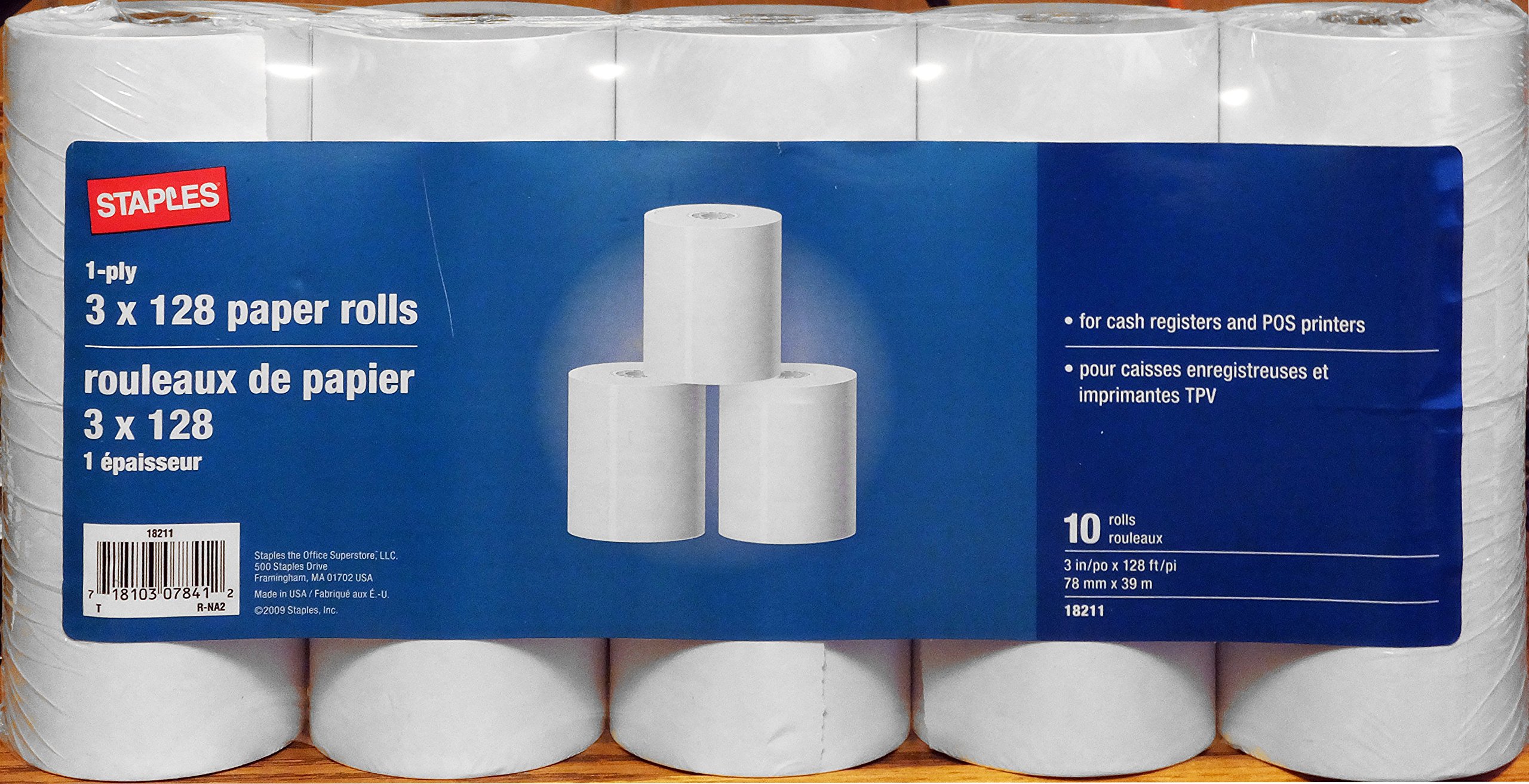 Cash Register and Point of Service Printer Paper 3 Inch X 128 Foot Rolls