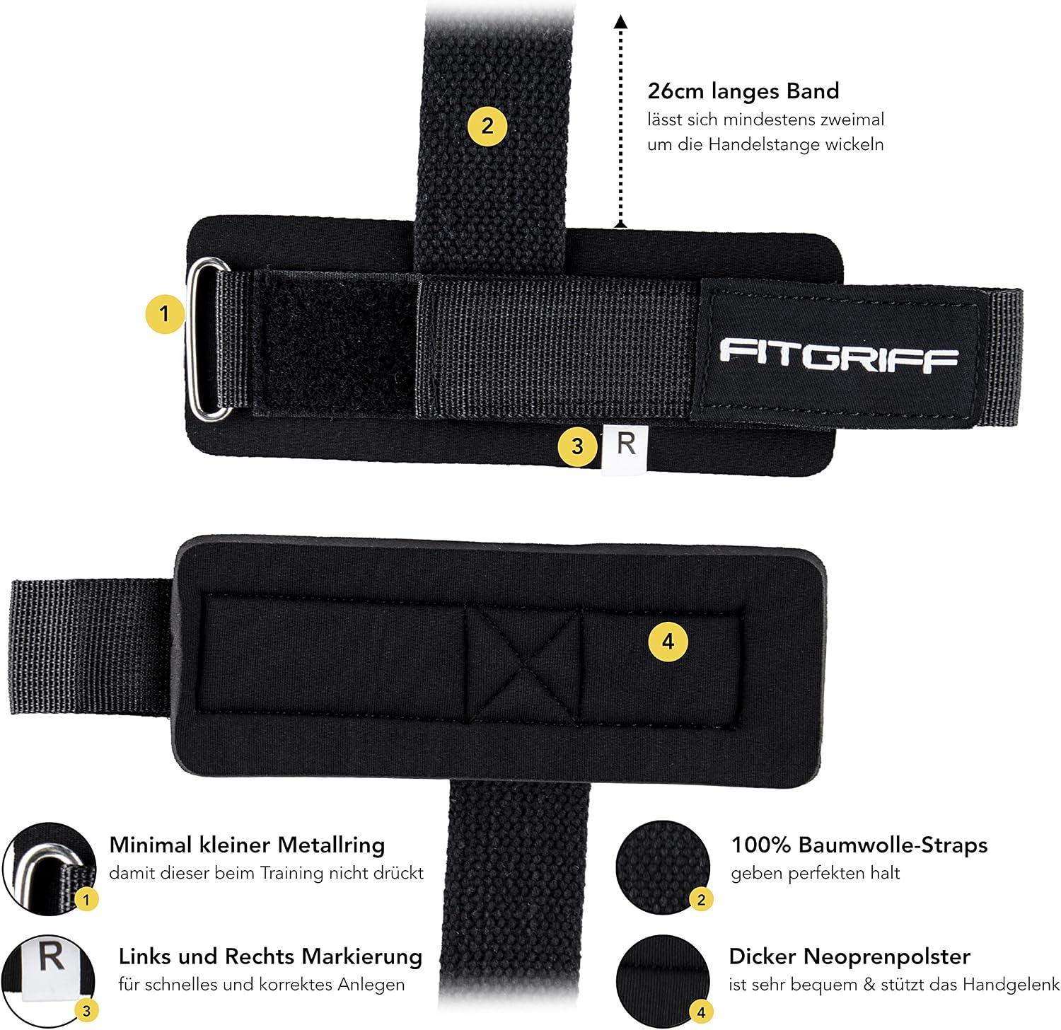 Fitgriff® Lifting Straps + Wrist Support Padding – Comfort Gym Straps ...