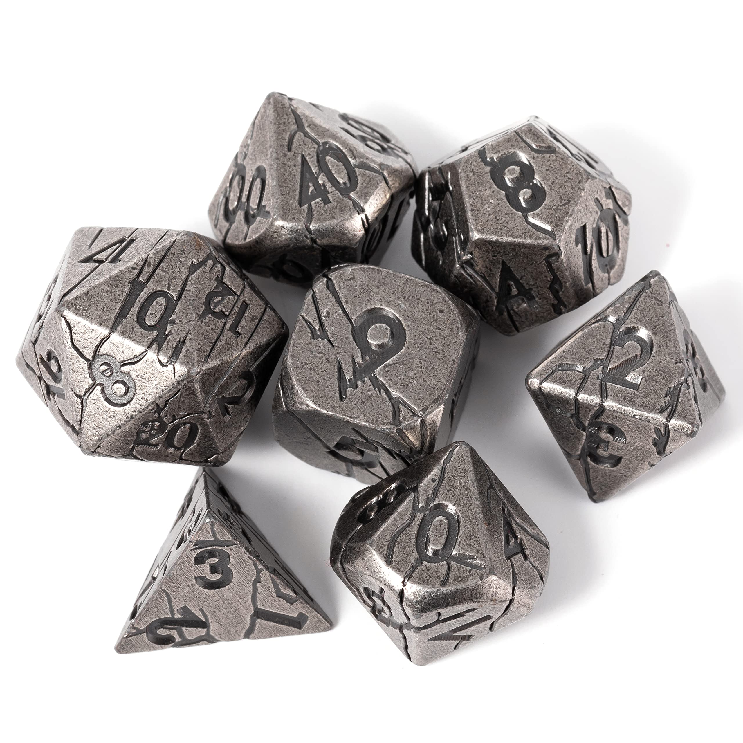 DND Metal Dice - Cracked Iron Ruins Metal Polyhedral Set for RPG D&D ...