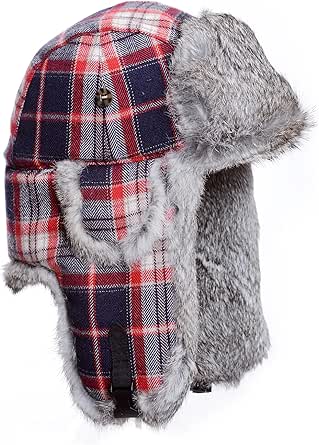 Amazon.com : Mad Bomber Original Blue/Red Plaid Wool Pilot Bomber Hat ...