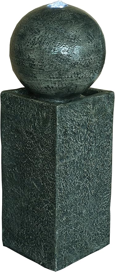 Amazon.com : 29" Floating Sphere Pedestal Fountain W/LED: Outdoor Water ...
