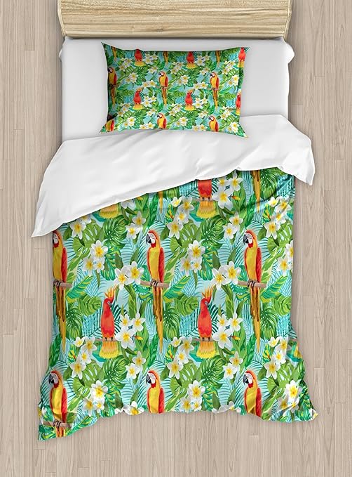Amazon.com: Lunarable Parrots Duvet Cover Set, Wedding Inspired ...