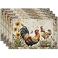 Amazon.com: Rooster Placemats Set of 4 Farmhouse Roosters Imitation ...