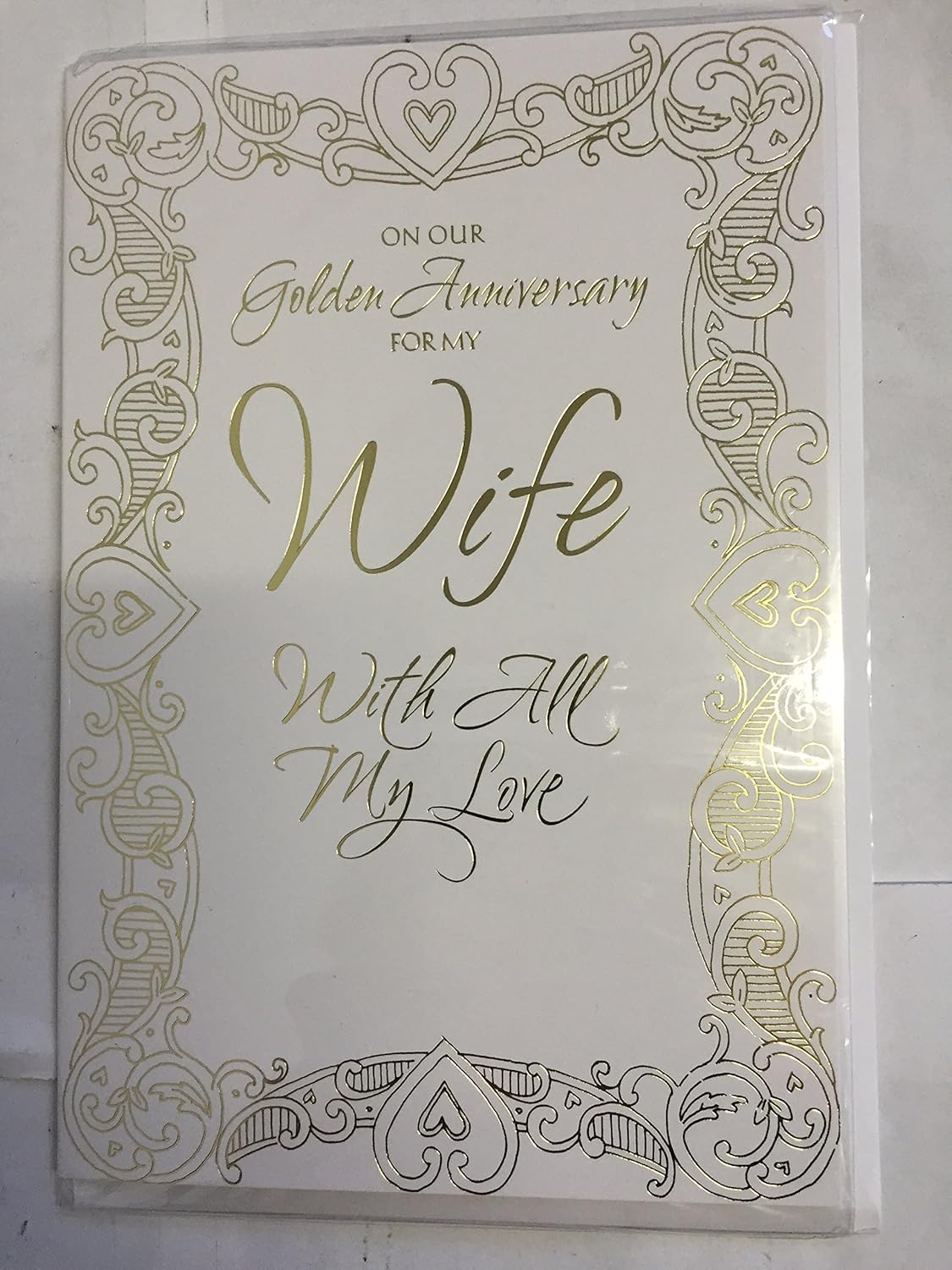 50th Golden Wedding Anniversary Wife Card Foil Detail WORDS Amazon 