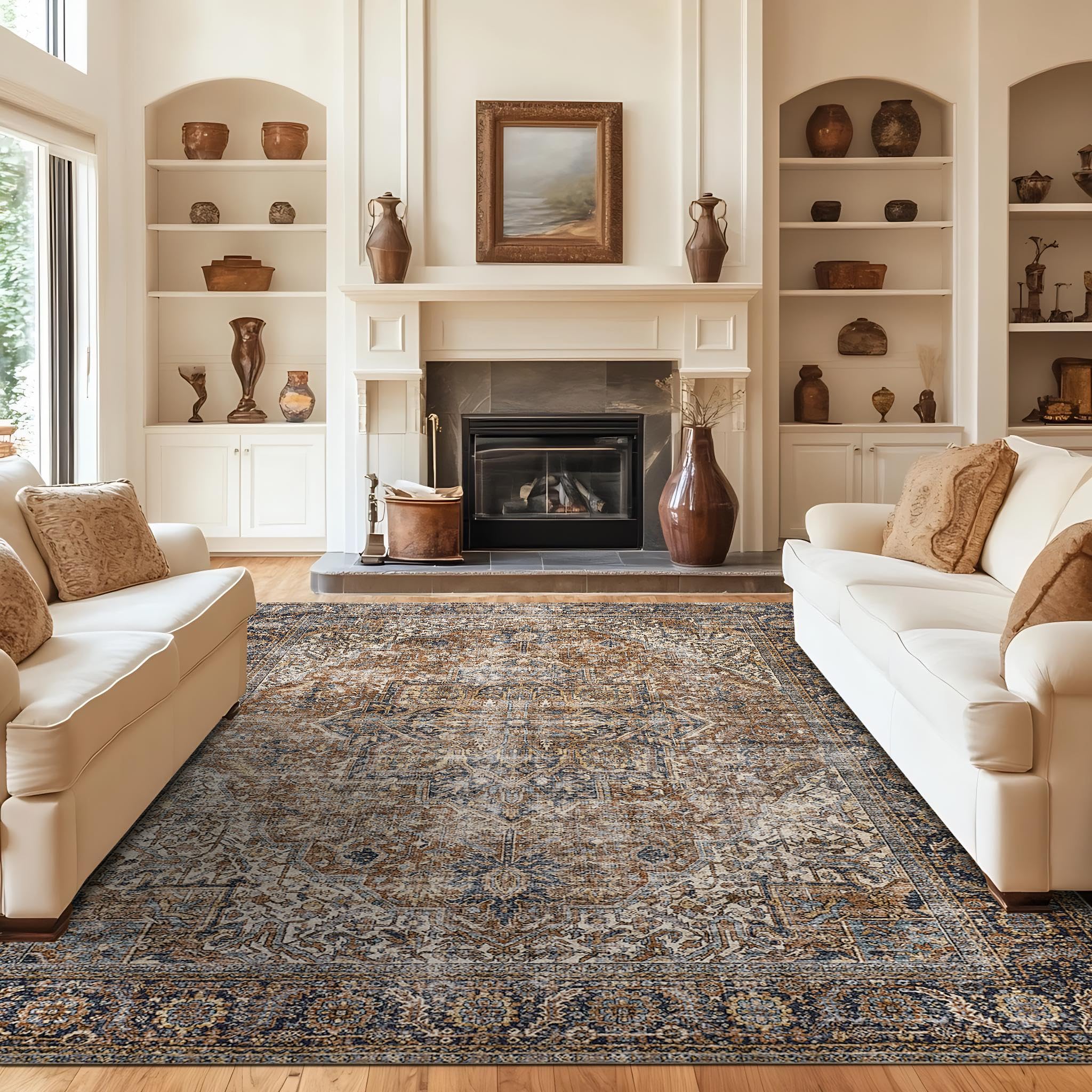 Brown Area Rugs 9x12 Living Room, Large Custom Size Designer Carpet for ...