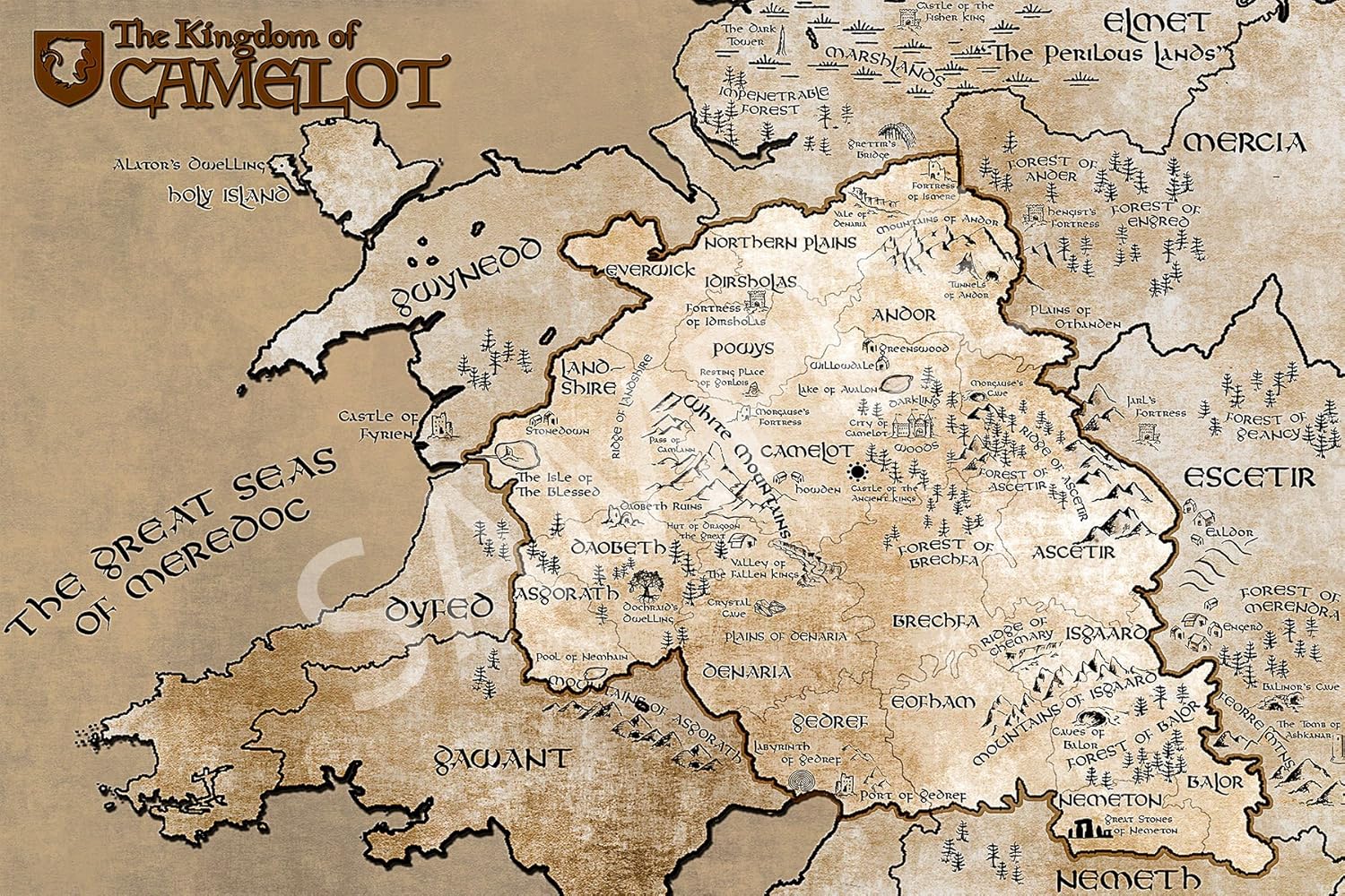 Amazon.com: Best Print Store - King Arthur Inspired, Full Version Map ...