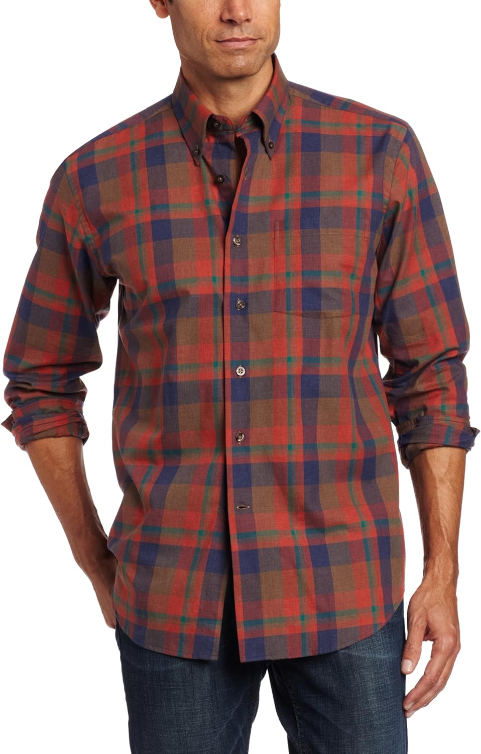 Alex Cannon Men's Twill Plaid Sport Shirt, Harvest Heather, Small at ...