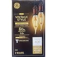 GE (2 Bulbs) Vintage Amber Glass LED Chandelier Bulb, Candelabra Base, 60 watt Equivalent, 400 ...