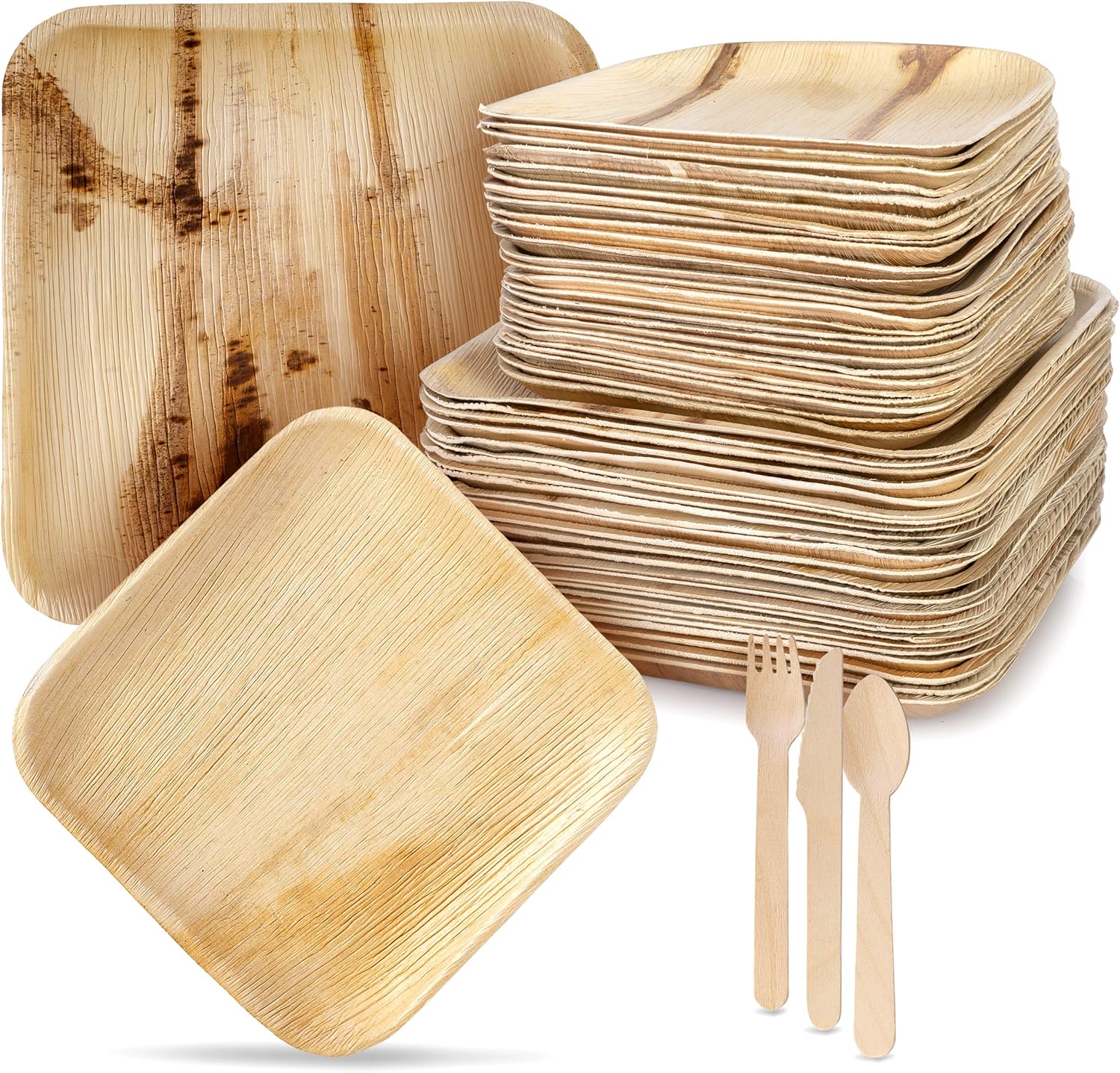 Amazon Palm Leaf Plates And Cutlery 125pc Disposable Eco 