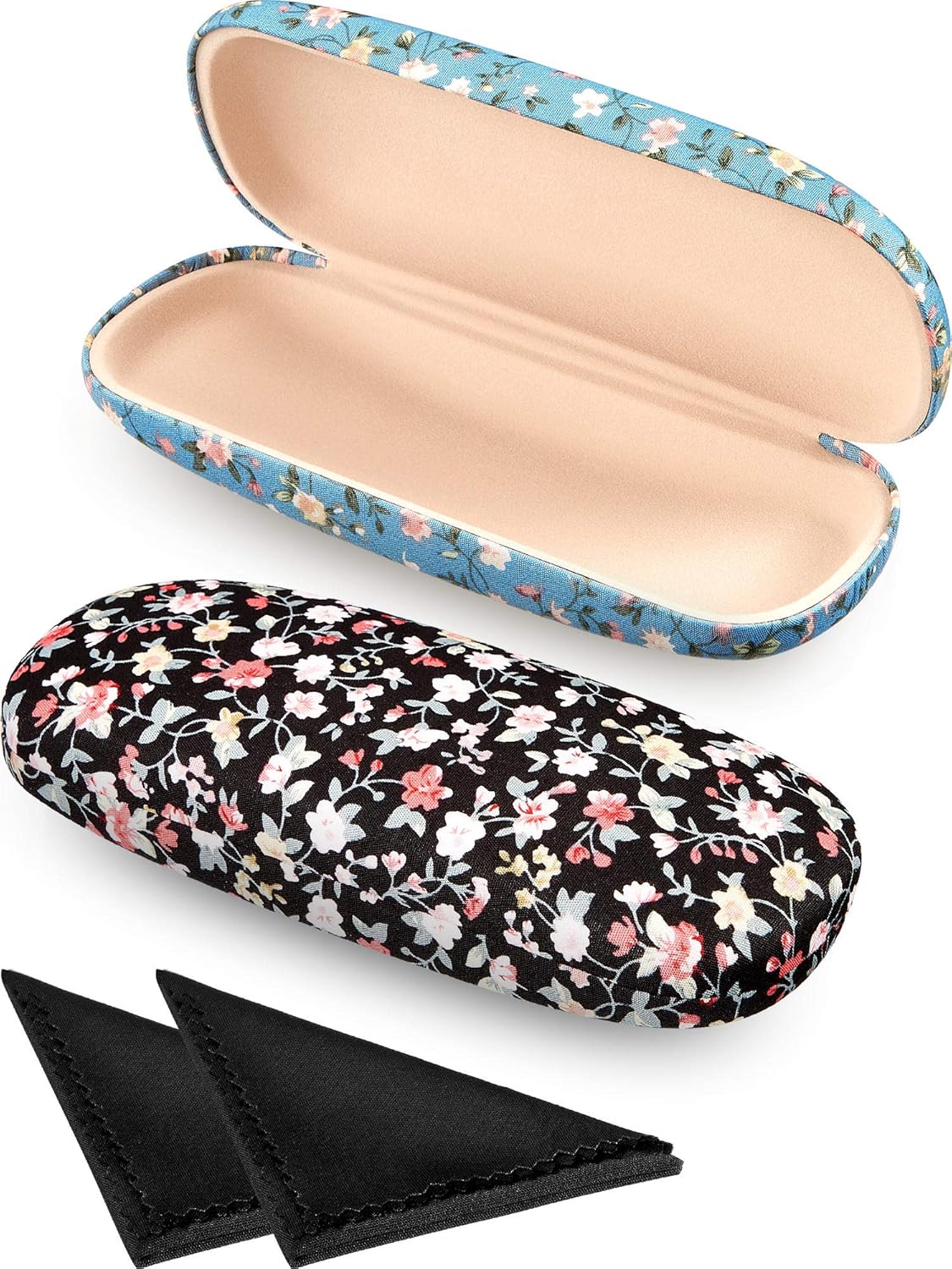 2 Pieces Fabrics Floral Spectacle Case Retro Light Portable Hard ...