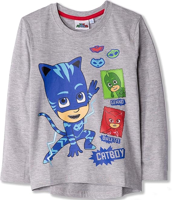 PJ MASKS Original Boys Long Sleeve Cotton Tops, T-Shirts with Gekko ...