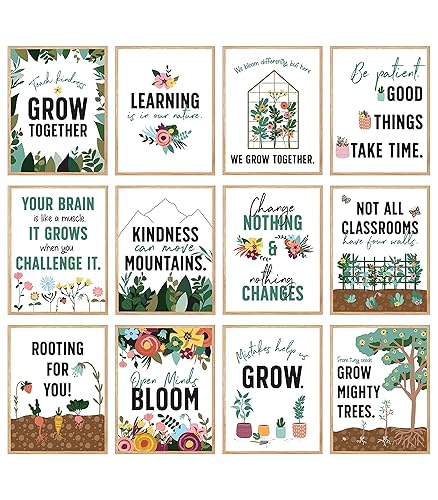 Carson Dellosa Grow Together 12pc Motivational Poster Set, 8.5" x 11 ...