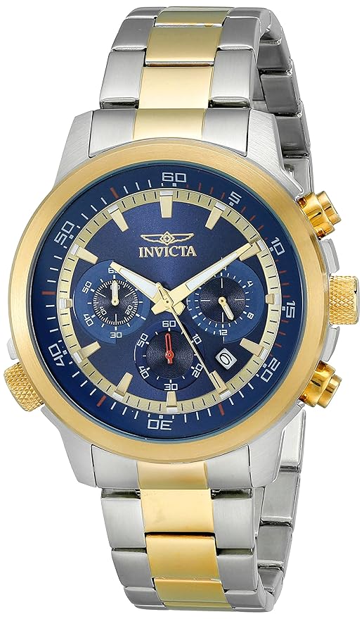 Invicta Men's Specialty 45mm Chronograph Steel 18K Gold Plated Bracelet ...