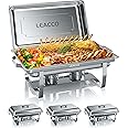 Amazon.com: LEACCO Chafing Dishes Buffet Set, 4 Pack 8QT Stainless Steel Chafers Food Warmer ...