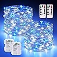 Amazon.com : JMEXSUSS 2 Pack 100 LED Blue and White Fairy Lights ...