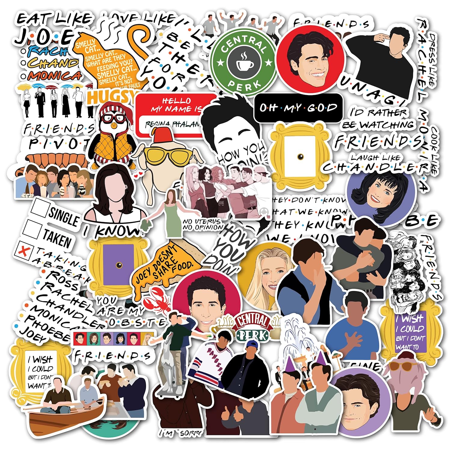 Friends Sticker Decals - Pack of 60 (Vinyl Stickers, 2.5 x 2.5 inch ...