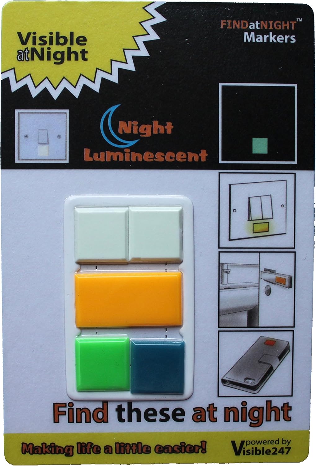 FINDatNIGHT Glowing Markers; mixed pack of high performance glow-in-the ...