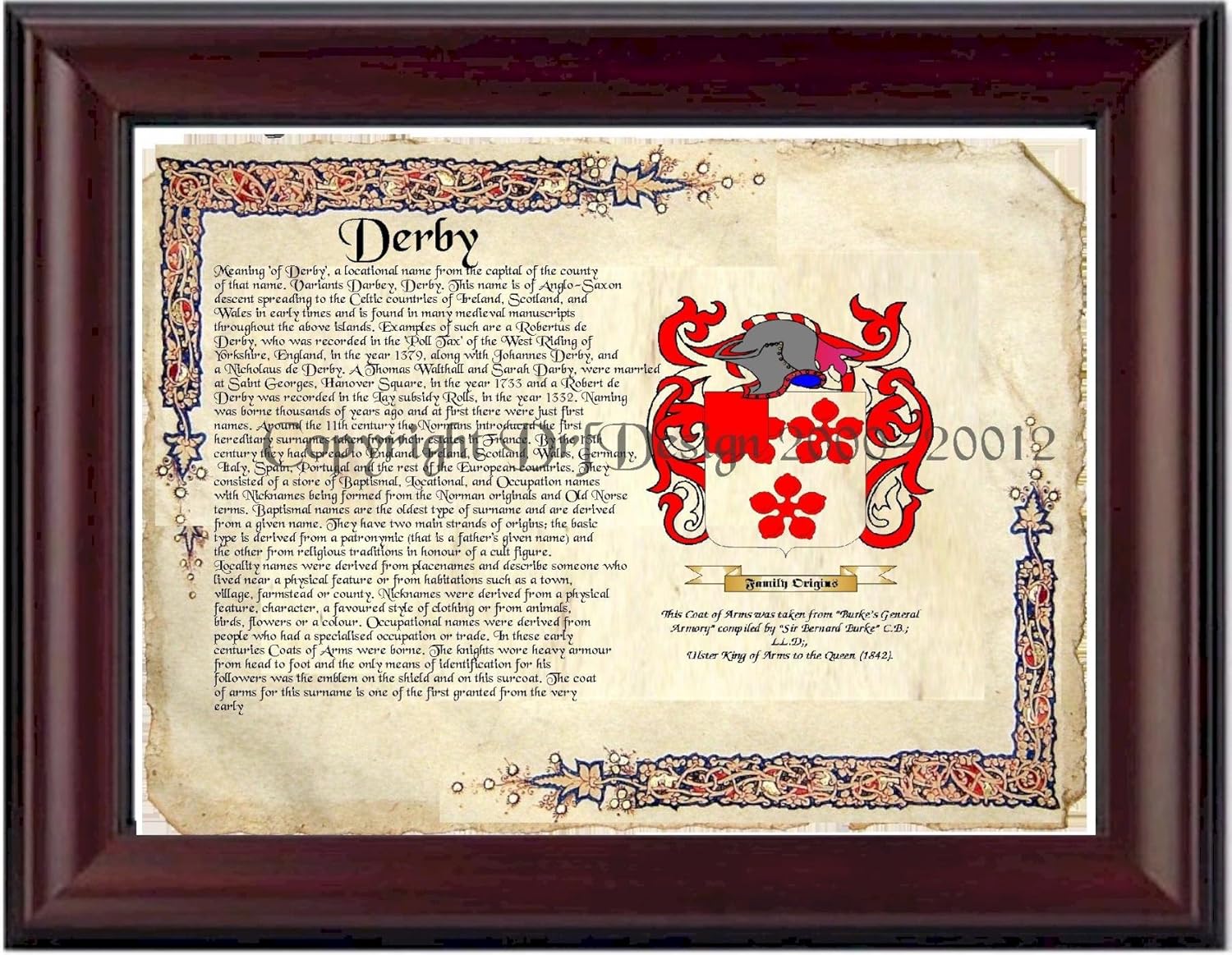 Amazon.com: Derby Coat of Arms/ Family Crest on Fine Paper and Family ...