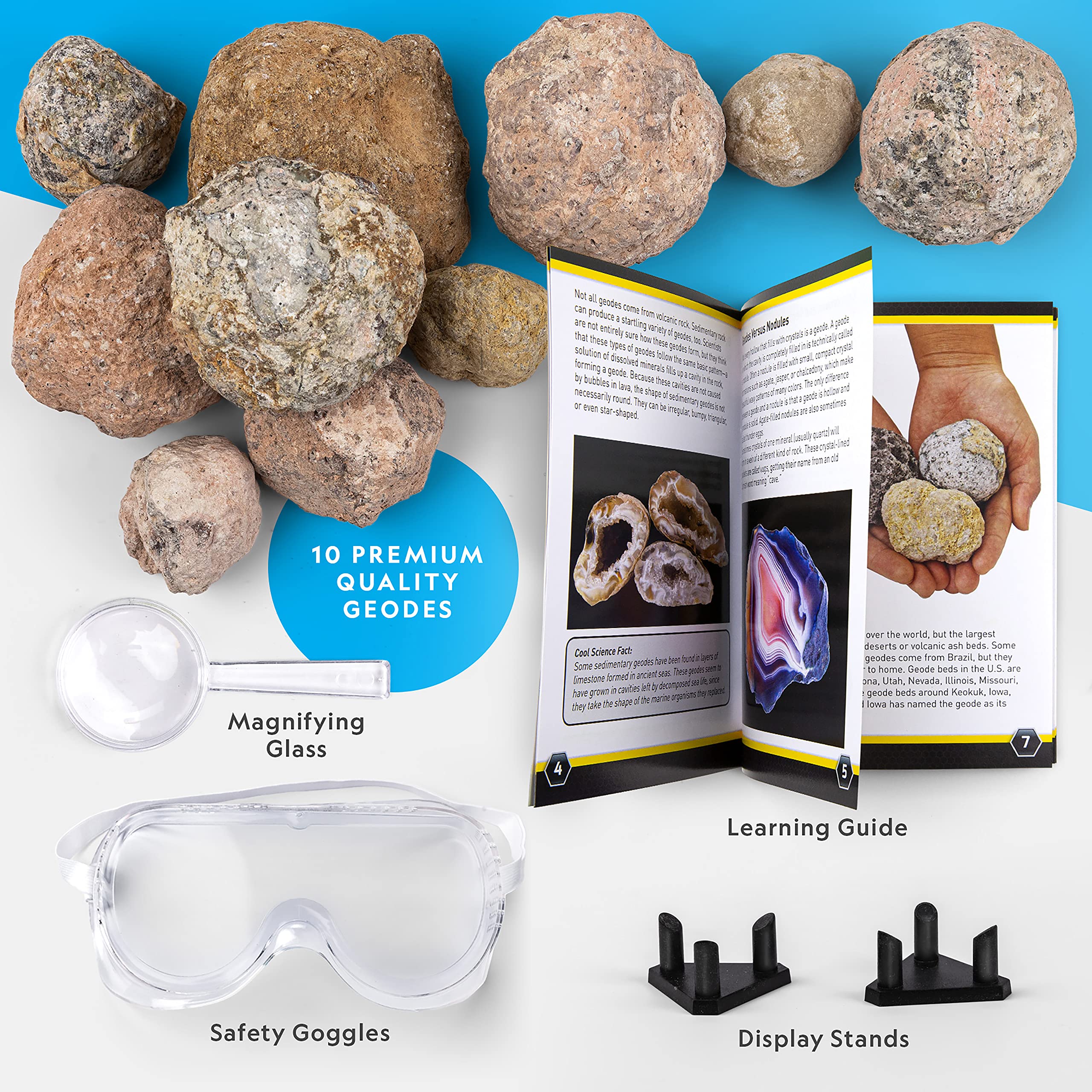 Mua NATIONAL GEOGRAPHIC Break Open 10 Premium Geodes – includes Goggles ...