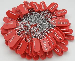 Plastic Wire Padlock Security Seals Sequentially Numbered Red (Pack of ...