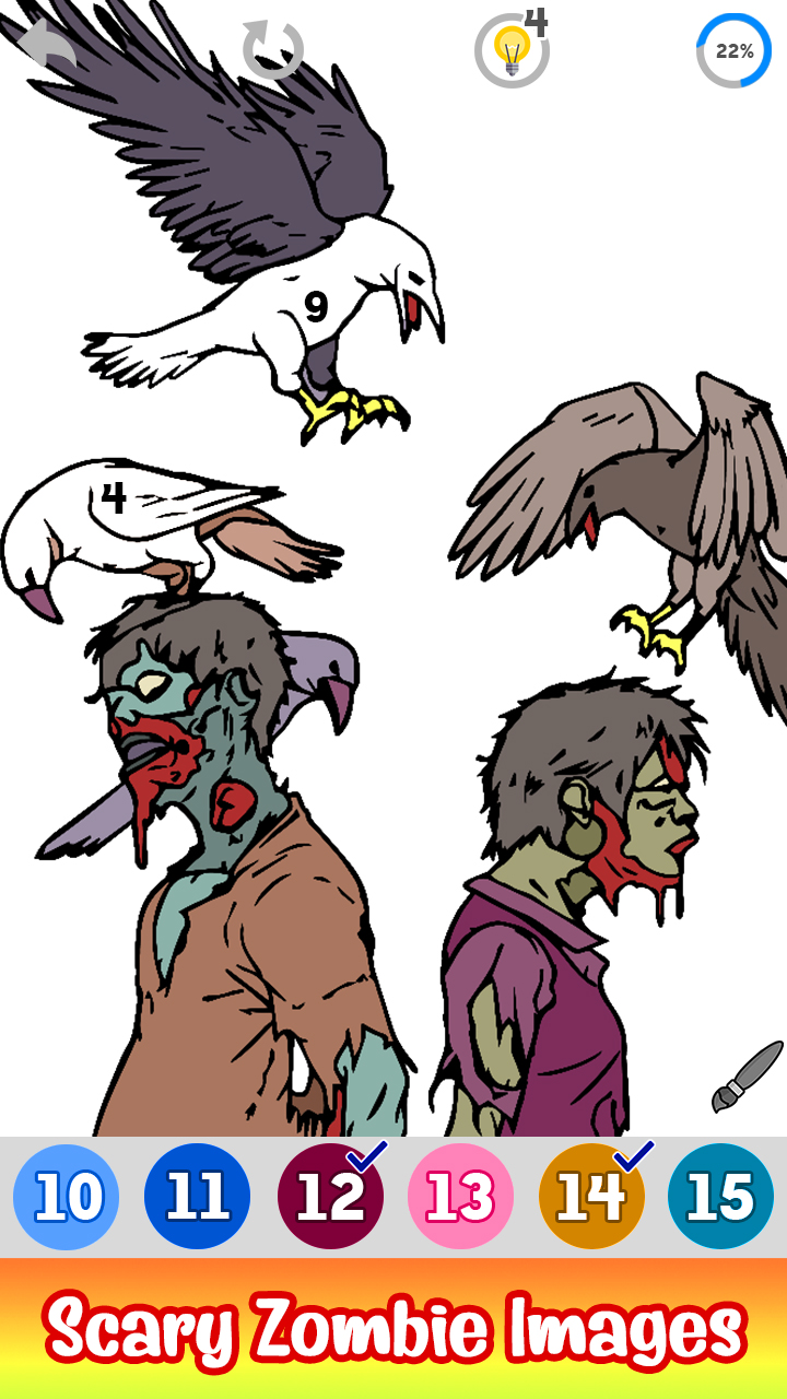 Zombies Color by Number Book - Grownups Paint + Glitter + Crayon + Oil ...