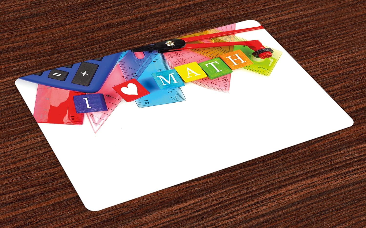 Amazon.com: Lunarable Mathematics Classroom Place Mats Set of 4, I Love ...