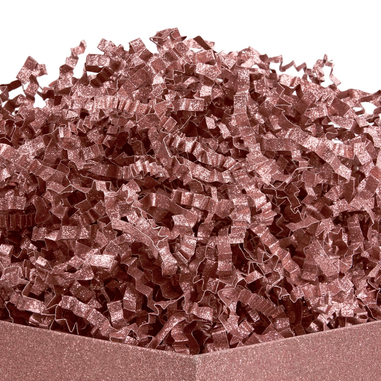 PAPER FAIR 1/2 LB Rose Gold Glitter Easter Grass Crinkle Cut Paper ...