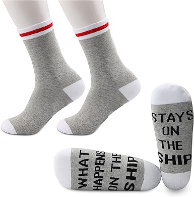 JXGZSO 2 Pairs Cruise Gift Family Cruise Socks What Happens On The Ship ...