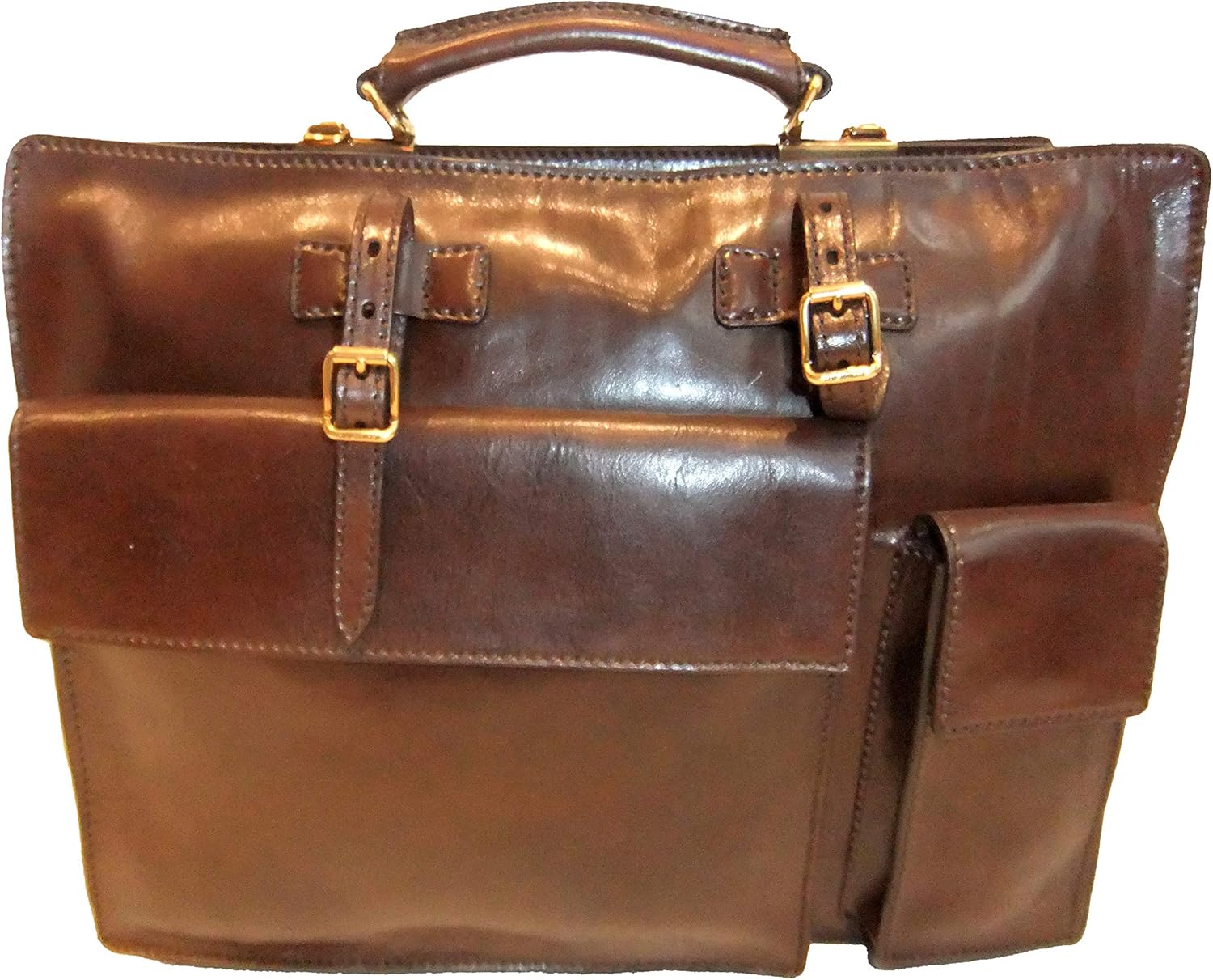 The Bridge 064389-01-17 Leather Briefcase Dark Brown: Amazon.co.uk: Luggage