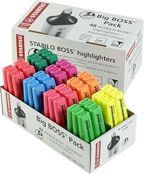 Highlighter - STABILO BOSS ORIGINAL Store Pack of 48 in 8 Assorted ...