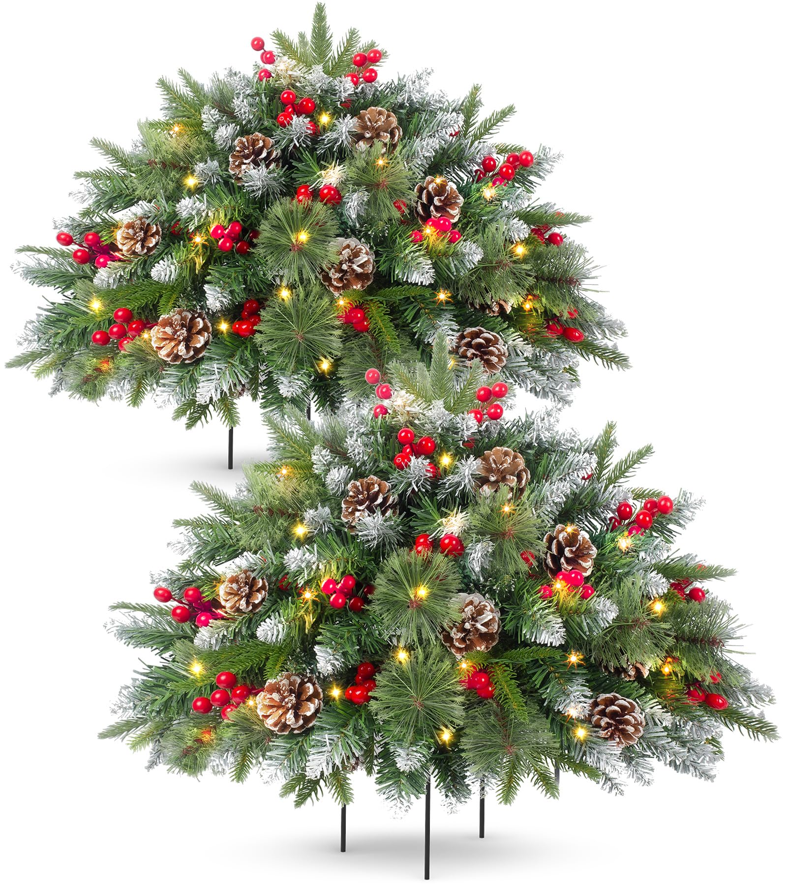 LAVEVE Prelit Small Christmas Tree 20", Frosted Urn Filler with Battery ...
