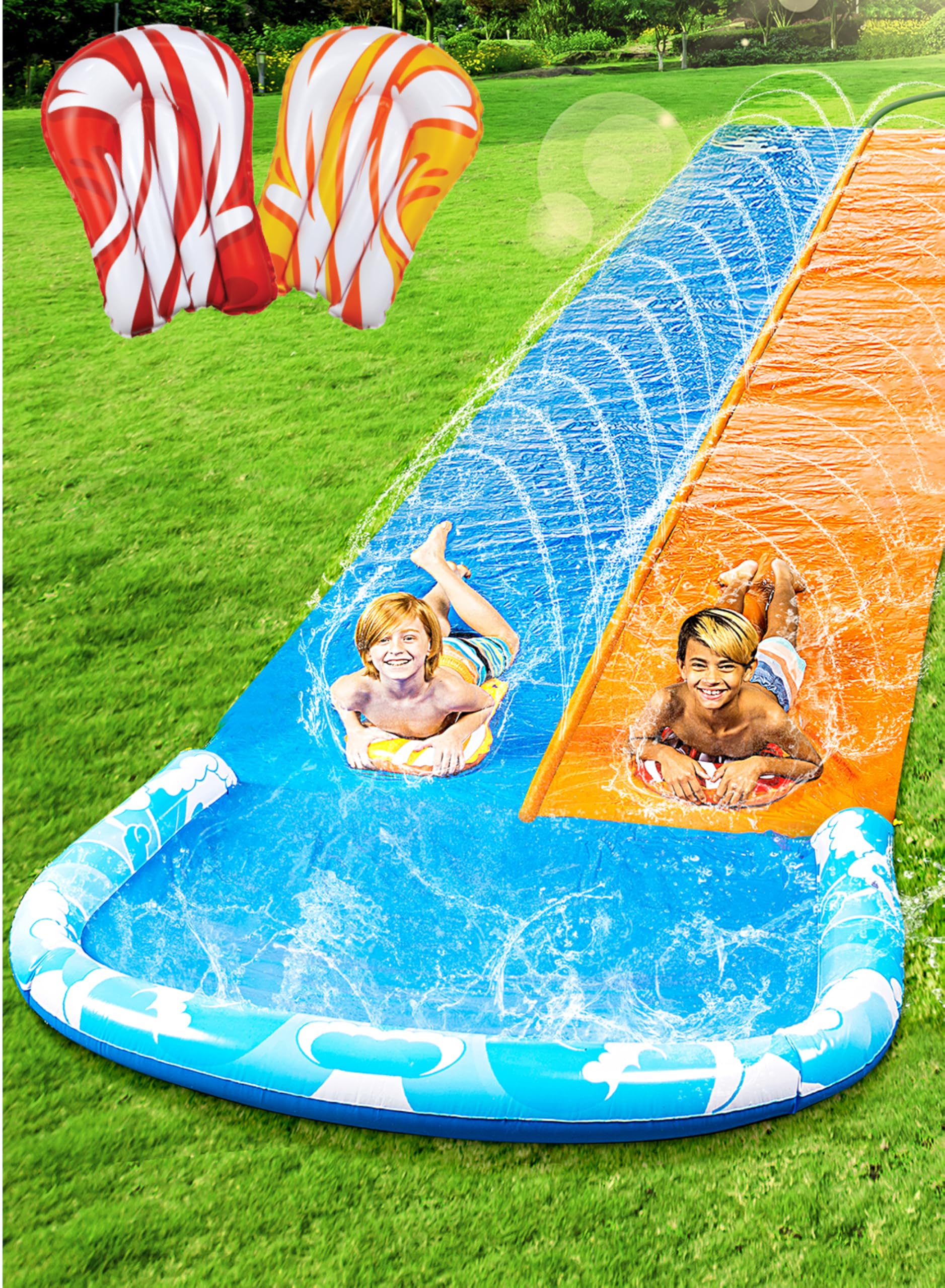 JOYIN 22.5ft Water Slides and 2 Bodyboards, Lawn Water Slide Summer ...