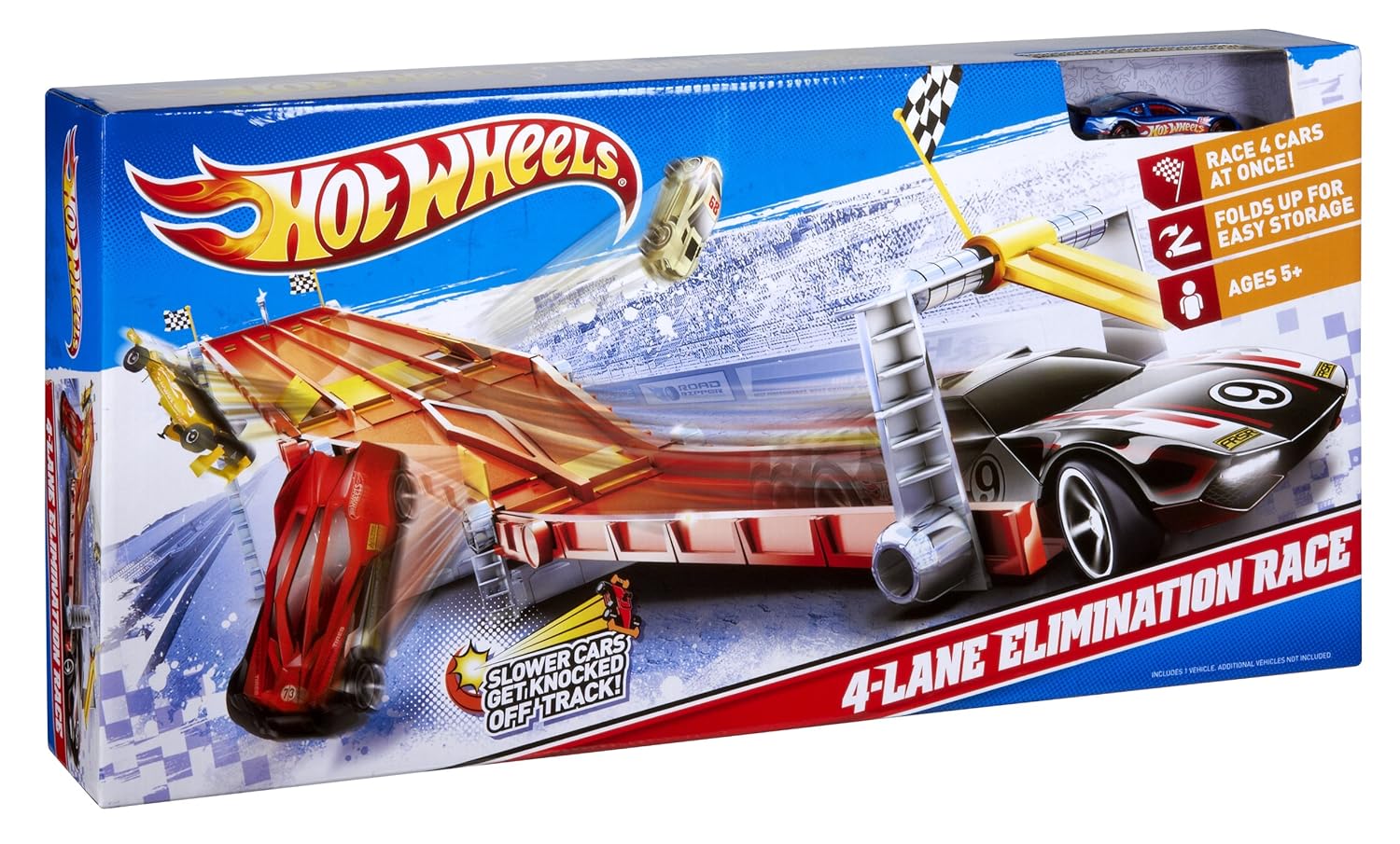Super Saturday Hot Wheels 4 Lane Elimination Race Car Track Set Boxing ...