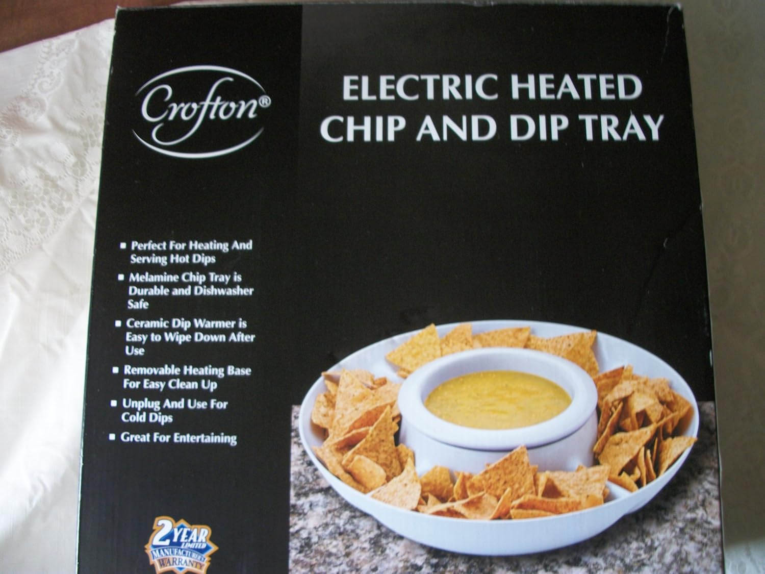 Amazon.com | Crofton Heated Chip and Dip Heated Serving Tray: Chip And ...