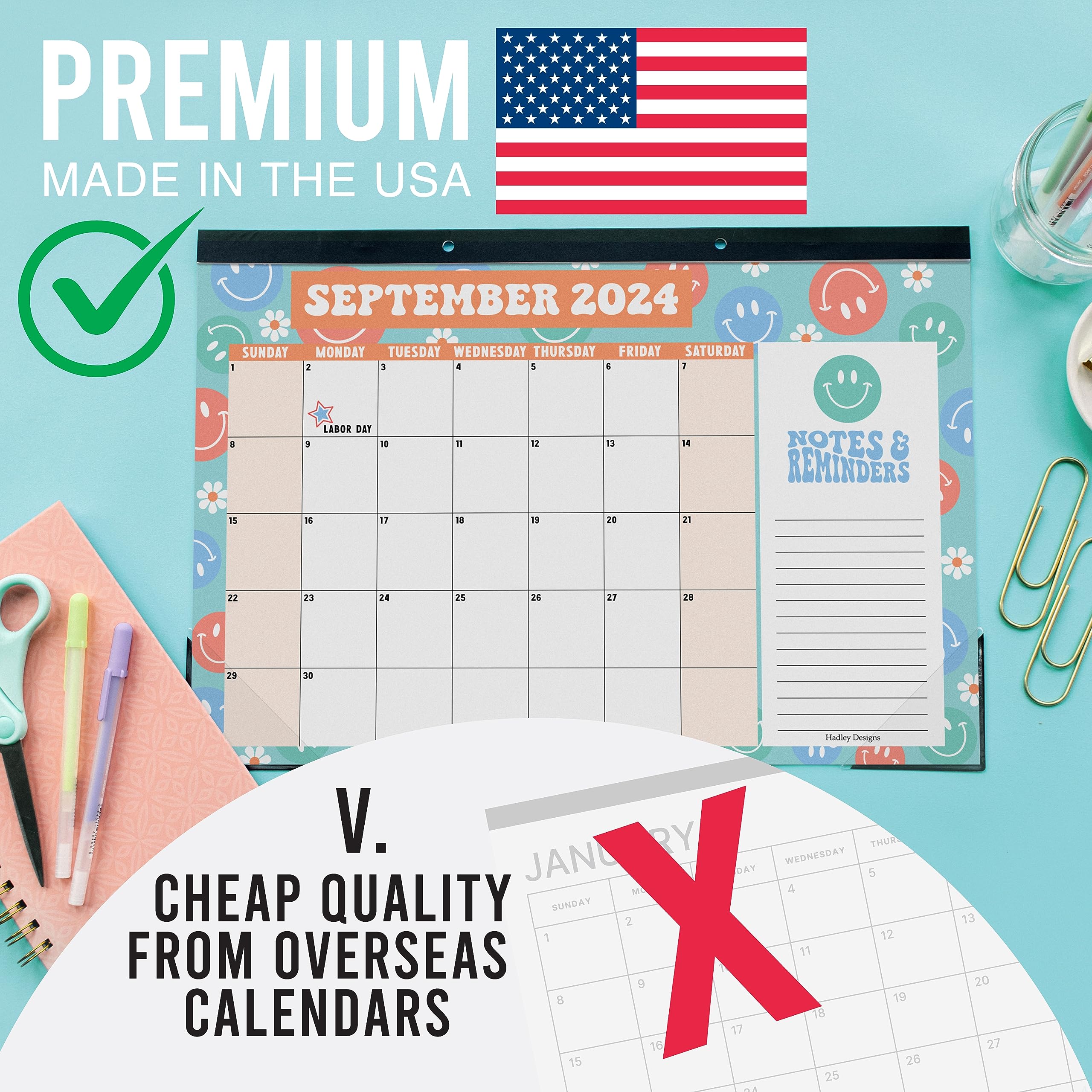 Mua Retro Teacher Desk Calendar 2024-2025 - Academic Desk Calendar 2024 ...