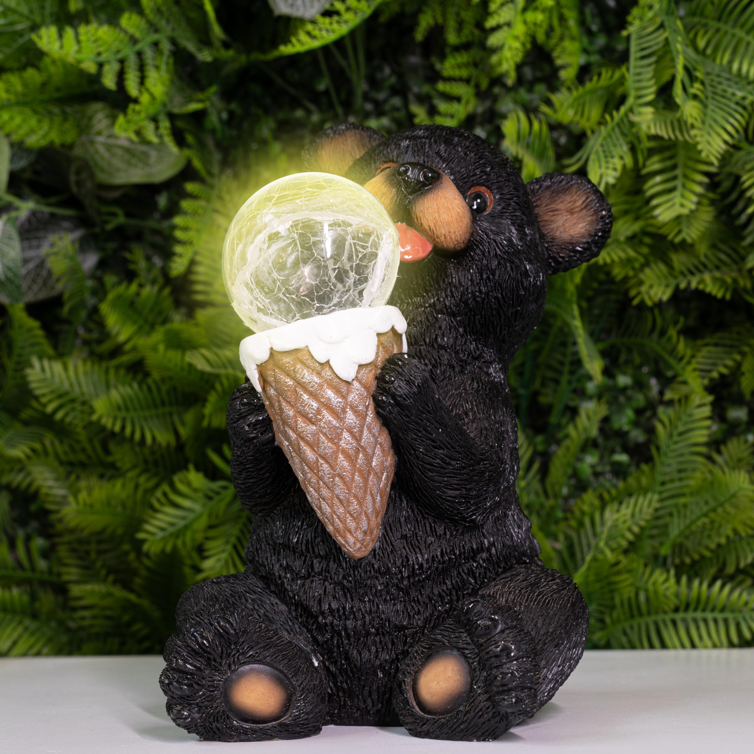 The Roo - Black Bear Solar Light Figurine - Outdoor Waterproof Garden ...