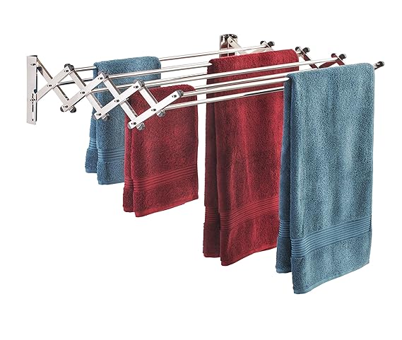 Smartsome Fold Away Clothes Rack: Stainless Steel Wall Mounted Laundry ...