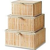 Amazon.com: Bamboo Decorative Storage Boxes With Lids - Nesting ...