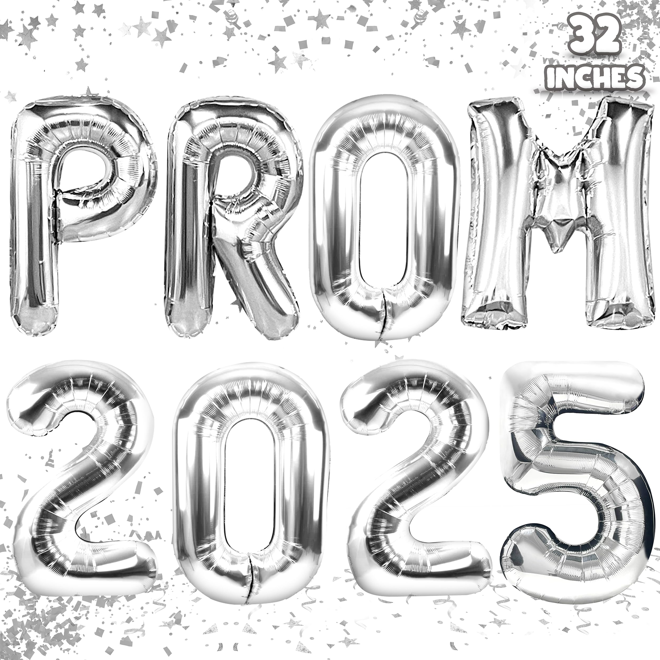 algpty Prom 2025 Balloons Silver 32 Inch Giant - Prom 2025 Decorations Decor for Graduation ...