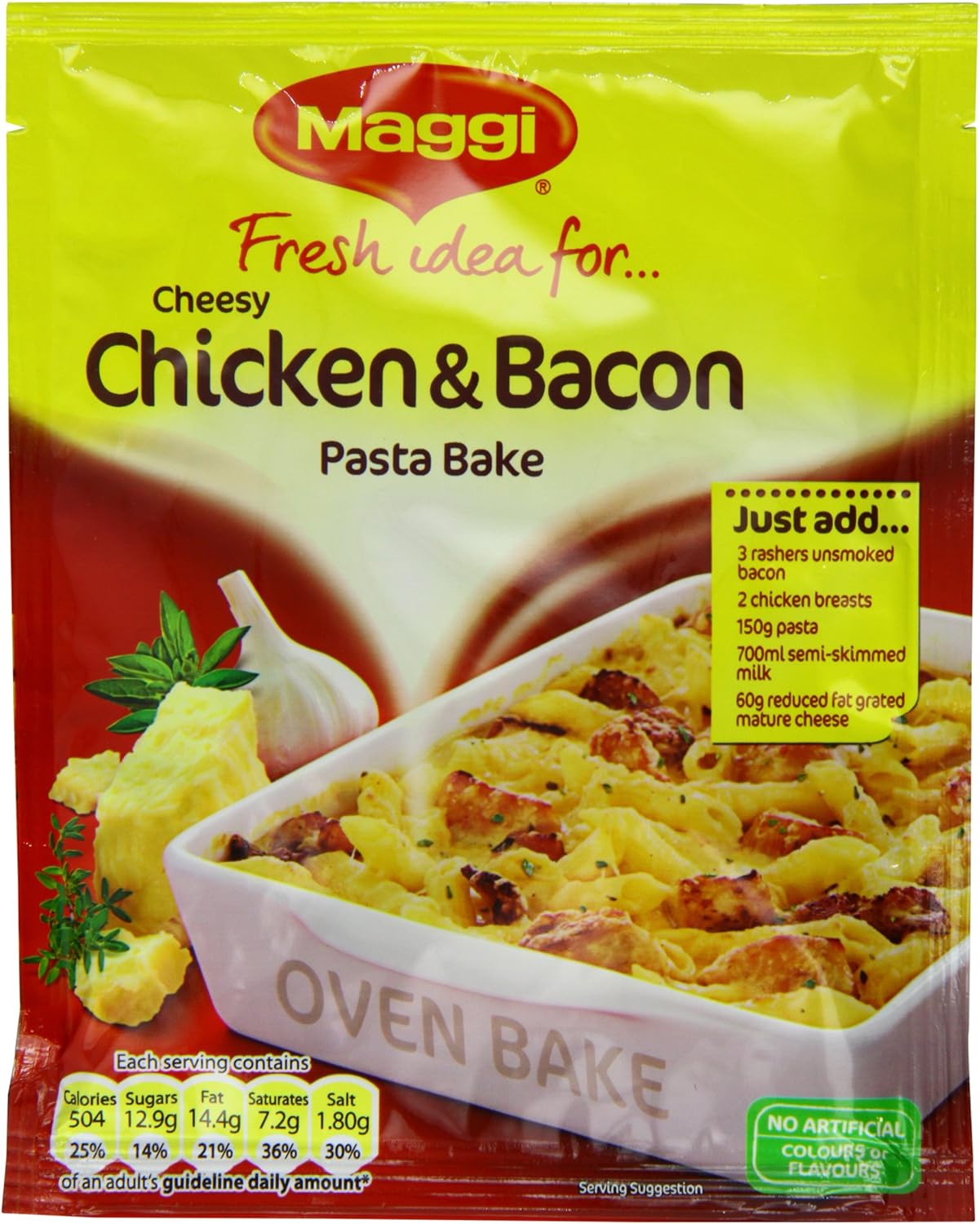 Maggi Fresh Idea for Cheesy Chicken and Bacon Pasta Bake 47 g (Pack of ...