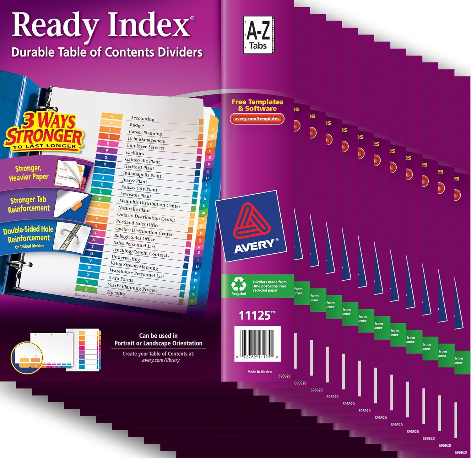 1 Set 31 Tab Multi Color Avery Ready Index Table Of Contents Dividers 