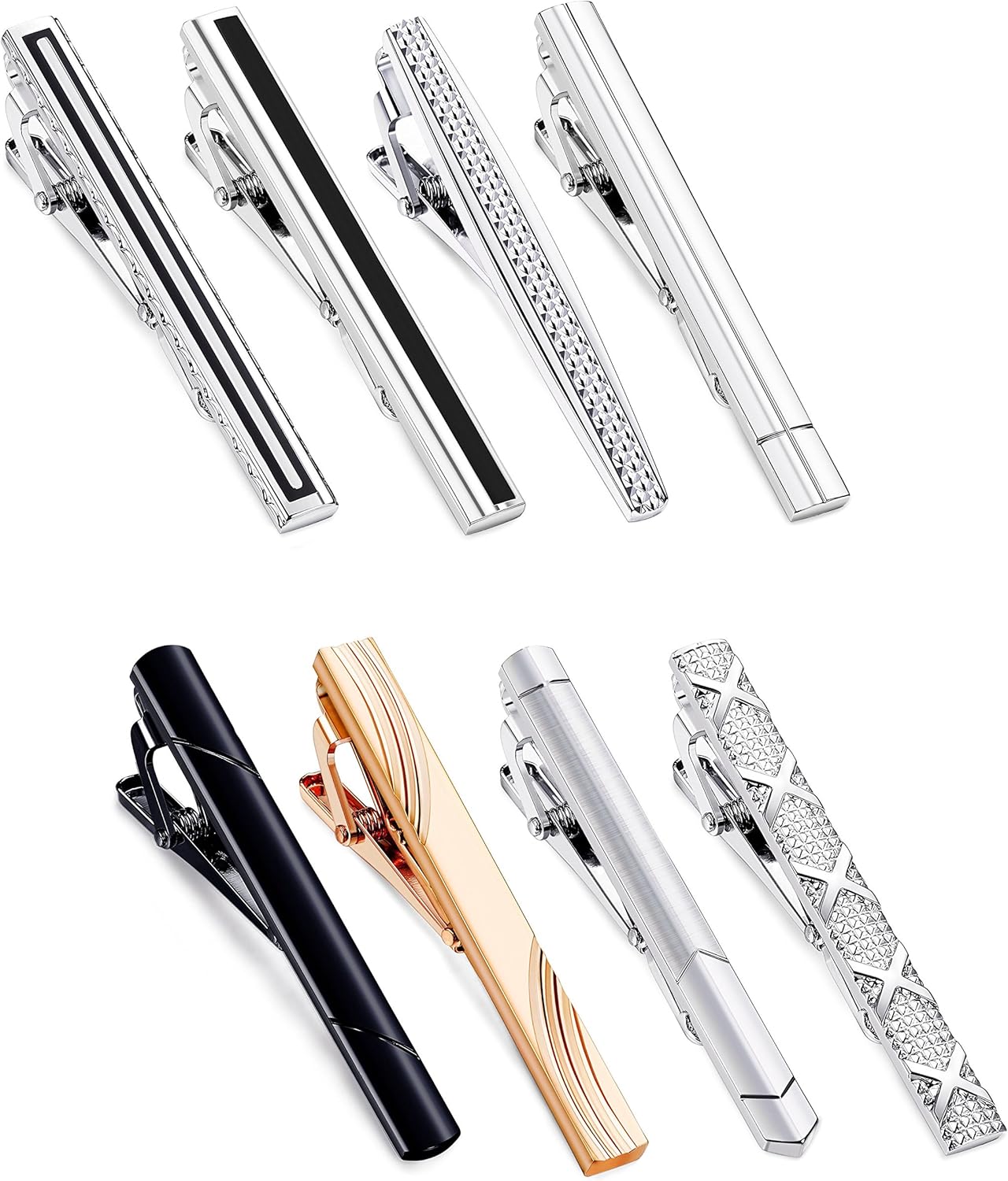 Amazon.com: Jstyle 8 Pcs Tie Clips Set for Men Tie Bar Clip Set for ...