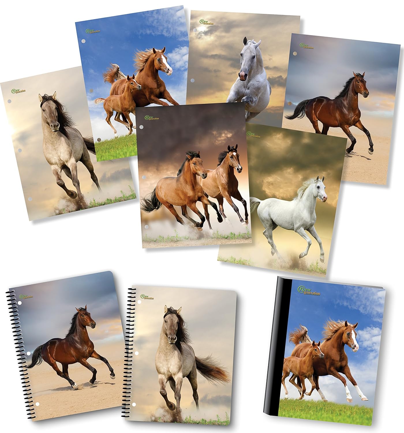 Amazon.com : NEW GENERATION - Horses - 2 Pocket Folders Value Pack ...