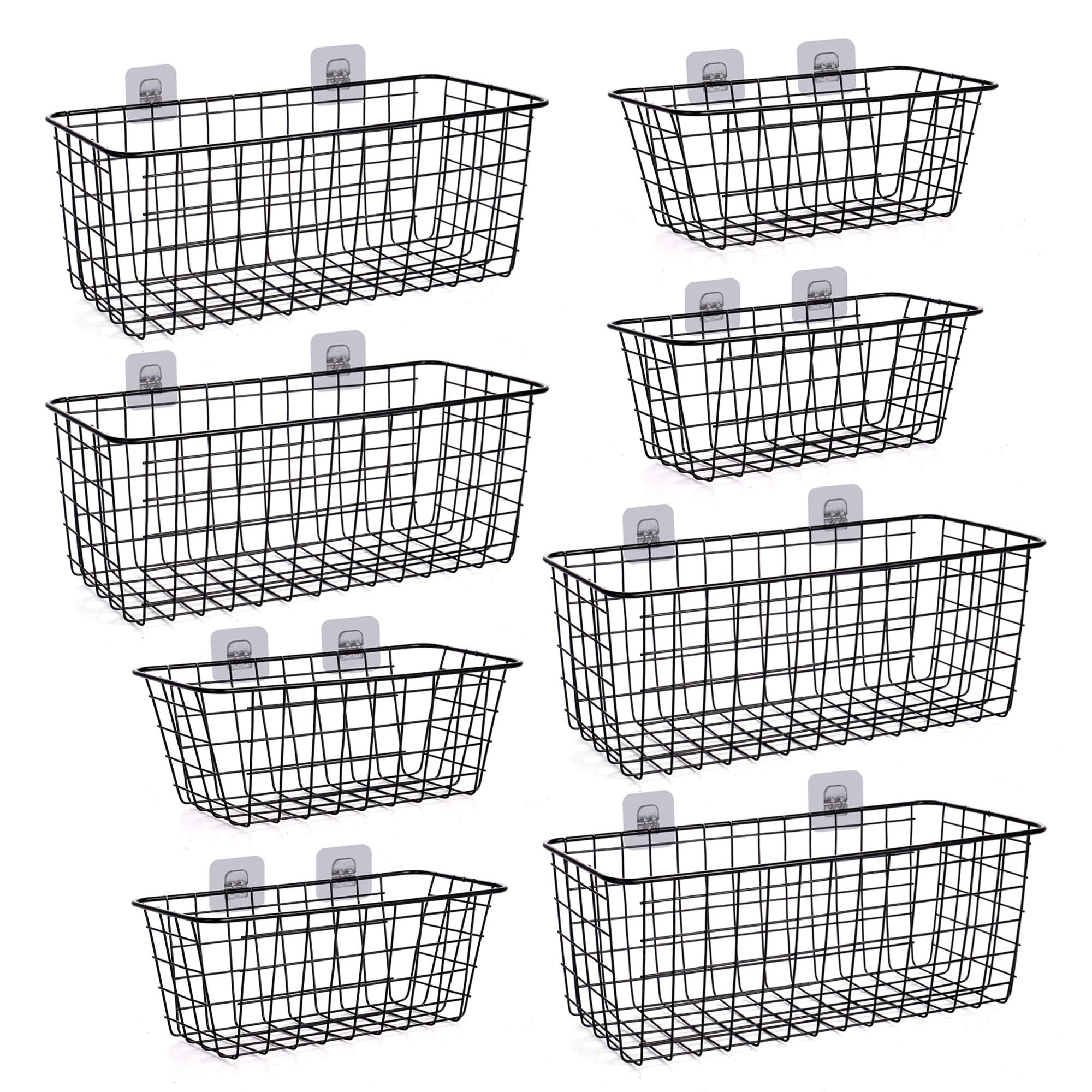 XINFULL 8 Pack Wire Storage Baskets Household Metal Wall-Mounted ...