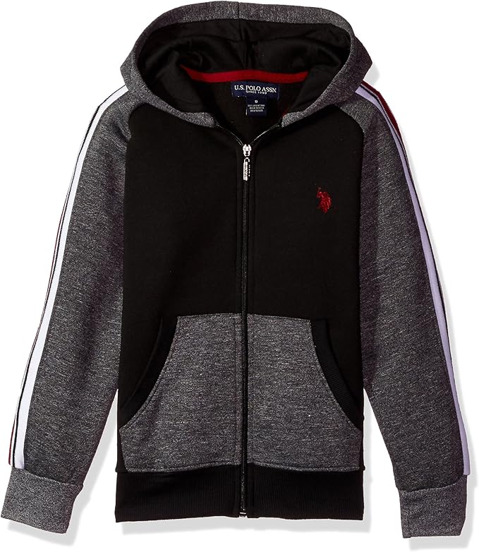 U.S. POLO ASSN. Boys' Long Sleeve Zip Up Fleece Hoodie Hooded ...