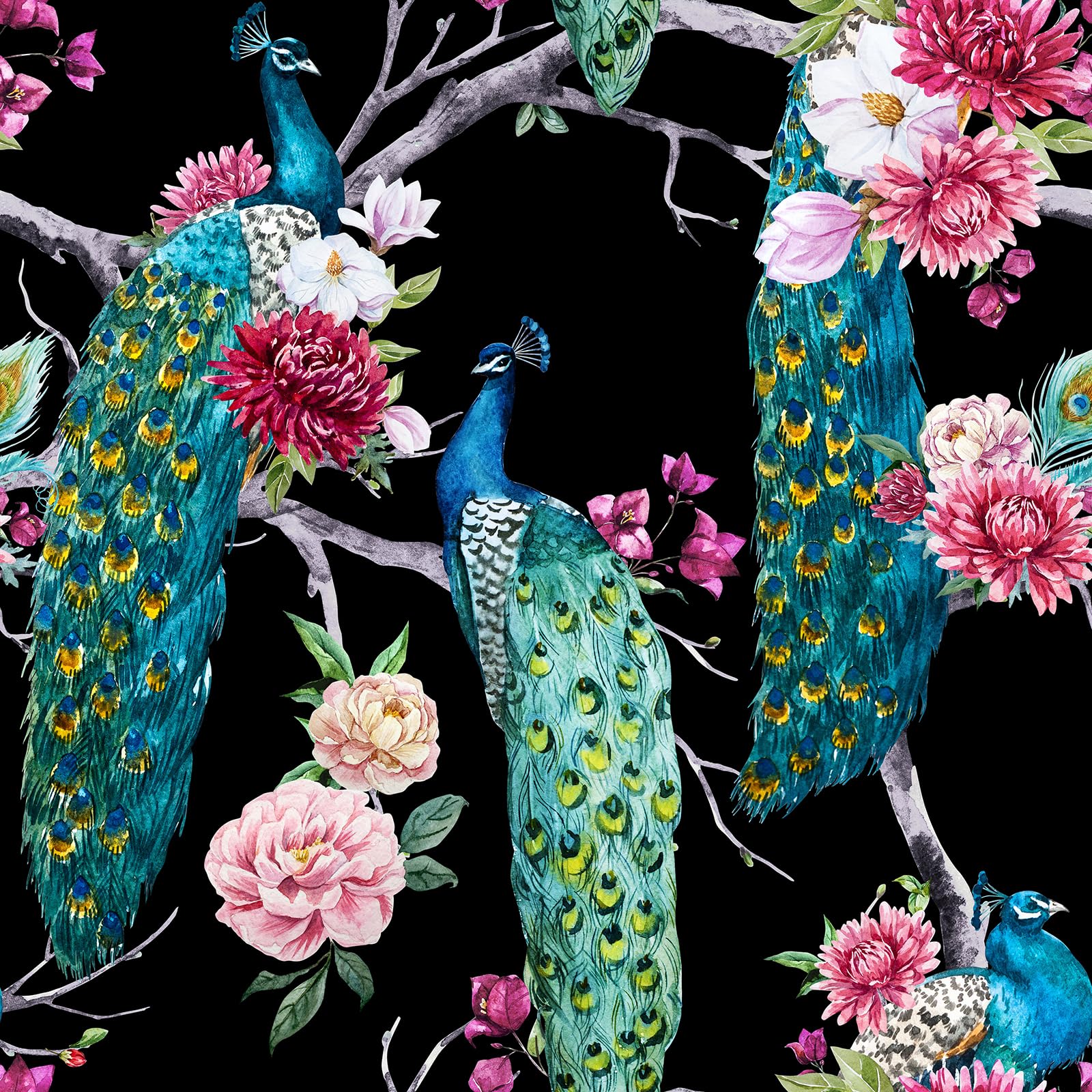 ReWallpaper 17.5inX39ft Vintage Floral Wallpaper Peel and Stick Blue ...