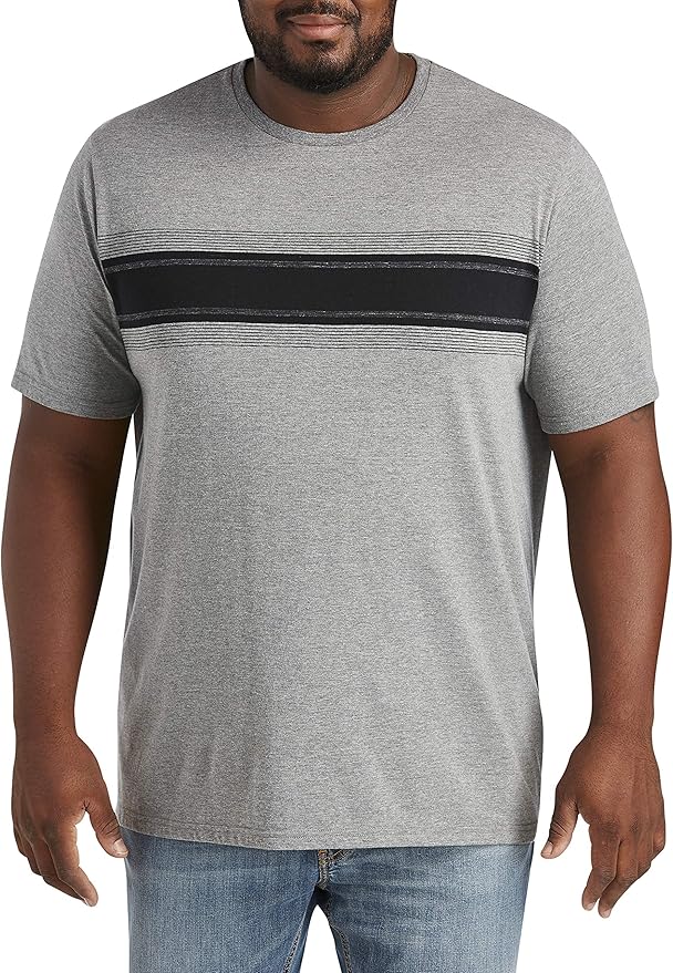 Harbor Bay by DXL Big and Tall Textured Chest Stripe T-Shirt, Grey ...