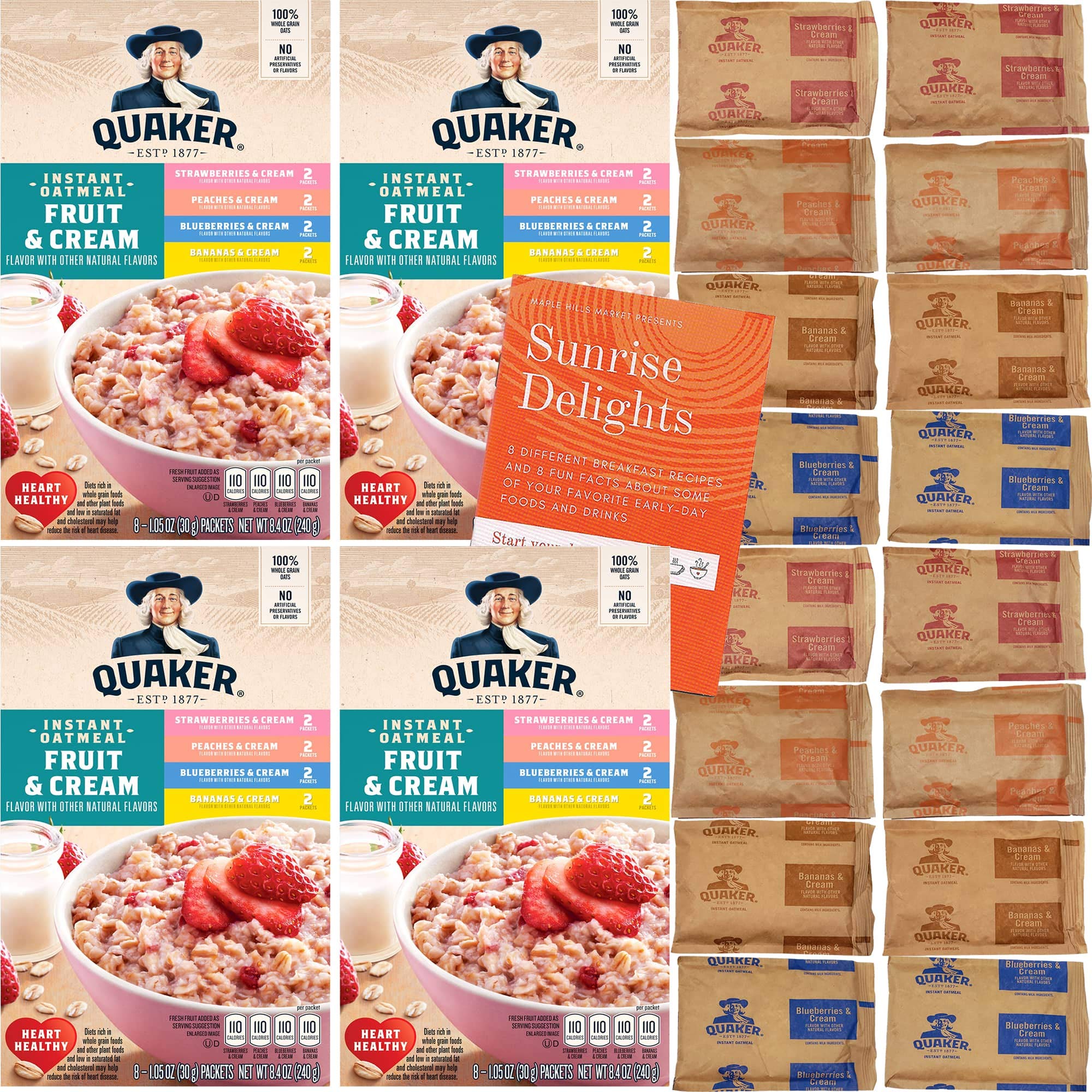 Buy Quaker Fruit and Cream Flavored Instant Oatmeal Bundle Pack - 8 ...